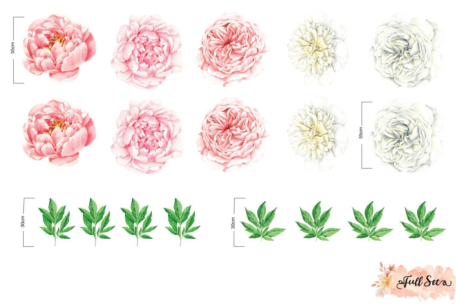 Peony & Rose Blush Wall Decals - Removable Wallpapers, Wall Stickers ...