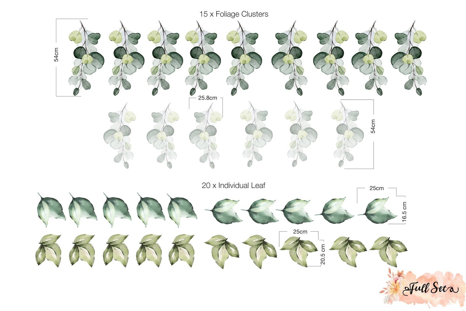 Green Foliage Wall Decal Set – Whimsy Wall Decals