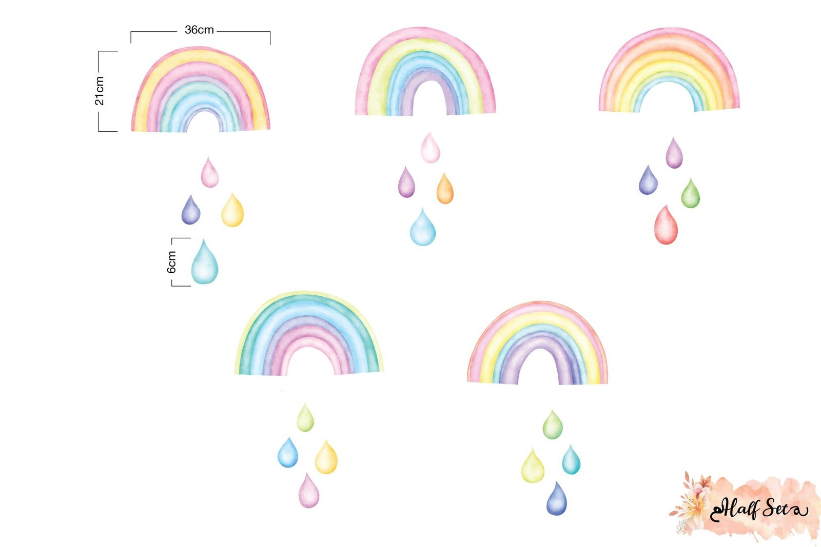 Rainbows and Raindrops Wall Decal Set – Whimsy Wall Decals
