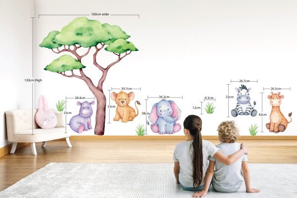 Large Safari Animals Wall decals Set - Removable Wallpapers, Wall ...