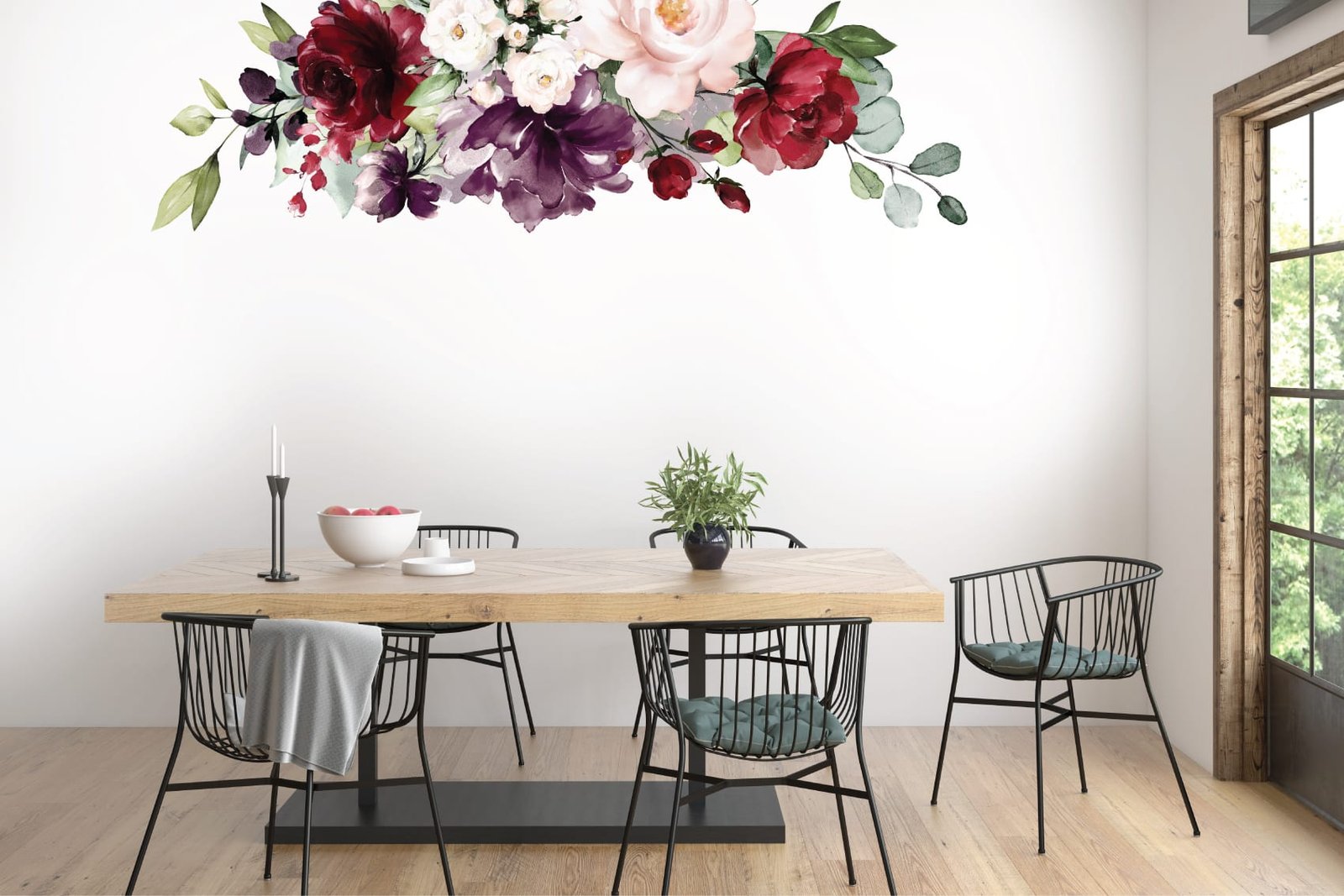 Burgundy Flowers Floral Decal Set – Whimsy Wall Decals